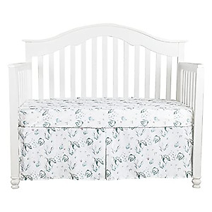 3PCS Crib Bedding Set Baby Minky Blanket Nursery Bed Skirt Set for Baby Girls & Boys(Green sea Turtle，3pc Set)