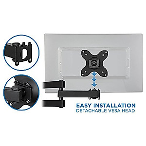 Mount-It! Small TV Monitor Wall Mount Arm | VESA Wall Mount Bracket | Fits 19 20 21 22 23 24 25 26 27 Inch Display Screens | 75 100 VESA and RV Compatible | Tilts and Swivels | Holds up to 40 Pounds