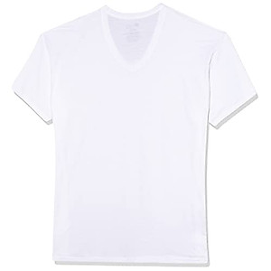 Hanes Mens Cotton, Moisture-wicking V-neck Tee Undershirts, Multiple Packs And Colors, White, Large US