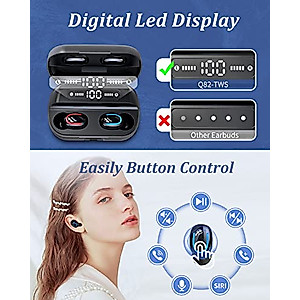 Wireless Earbuds, Bluetooth 5.1 Headphones Wireless Immersive Bass Sound in-Ear Headphones with Noise Cancellation Mic, Waterproof Bluetooth Earphone with Charging Case for Work, Sports (Black)