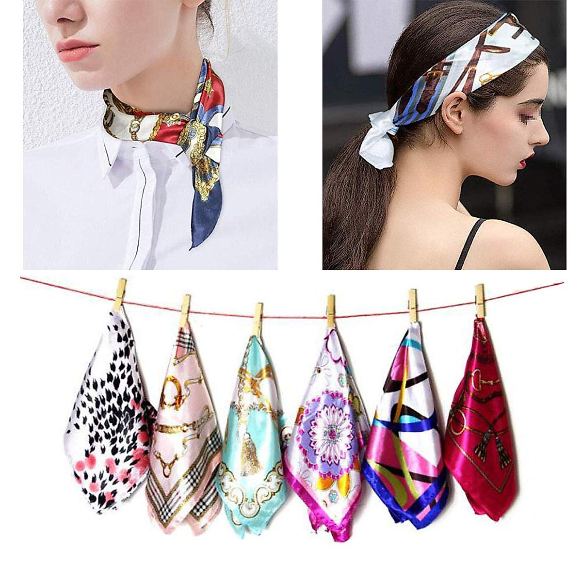 10PCS Silk Feeling Satin HeadScarf Neck Hair Small Square Scarf Color Random