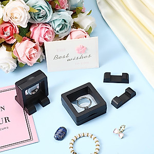 Tondiamo 60 Set 3D Floating Display Case Transparent PE Film Jewelry Storage Box Coins Frame Stand Holder for Guitar Pick Medallion Medals Gems Rocks Pins Chip (Black,4.33'' x 4.33'')