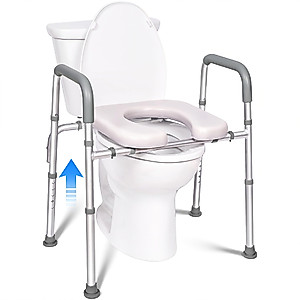 Tlingt Raised Toilet Seat with Handles, Stand Alone Adjustable Toilet Safety Frame and Elevated Toilet Seat Riser, Bathroom Assist Frame, Ideal for Seniors, Pregnant Woman and Disabled Individuals.
