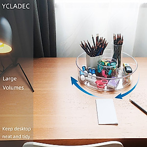 YCLADEC 4 Pack Lazy Susan 11.5" Inch Turntable Organizer Organization Storage Container Bins Spice Rack Cabinet Rotating Condiment for Pantry Countertop Kitchen Vanity Bathroom Jewelry Holder Clear