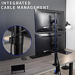 VIVO Dual Monitor Desk Mount Stand with Height Adjustment and VESA Plates for 2 LCD Ultrawide Screens up to 34 inches, Stacked Array, STAND-V002R