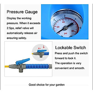 MOOCHI 1.3 Gallon Portable Lawn and Garden Pump Pressure Sprayer with Pressue Gauge Meter and Pressure Relief Valve, Safe Comfortable Usage
