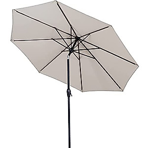 Tempera 9' Outdoor Market Patio Table Umbrella with Push Button Tilt and Crank,Large Sun Umbrella with Sturdy Pole&Fade resistant canopy,Easy to set,Beige