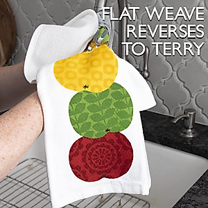 T-fal Premium Kitchen Towels (2-Pack), 16" x 26", Highly Absorbent, Super Soft, Long-Lasting, Dual Sided Woven Weave 100% Cotton Dish Towels, Hand Towels, Tea Towels, Bar Towels, Apples
