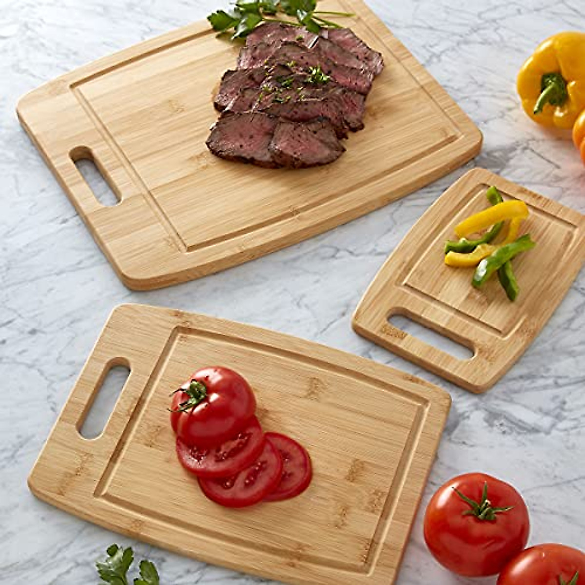 Sabatier Wood Cutting Board Set, 3-Piece, Bamboo