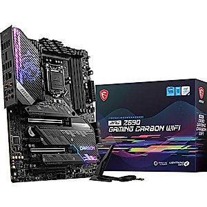 MSI MPG Z590 Gaming Carbon WiFi Gaming Motherboard (ATX, 11th/10th Gen Intel Core, LGA 1200 Socket, DDR4, PCIe 4, CFX, M.2 Slots, USB 3.2 Gen 2, Wi-Fi 6E, DP/HDMI, Mystic Light RGB)