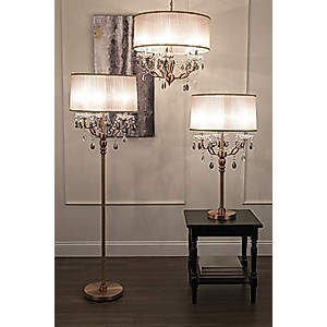 OK LIGHTING OK-5126F OK-5126f Rosie Crystal Floor Lamp Deer Antler Inspired, 18" x 18" x 62"