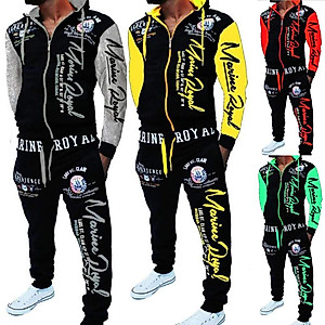 Men's Casual Tracksuit Hooded Full Zip Elastic Waistband Sweatsuit Set…