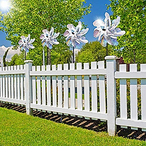 Ohuhu Reflective Pinwheels with Stakes, 10-Pack Extra Sparkly Wind Sculpture for Garden Decor Pin Wheel, Silver Wind Spinner