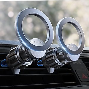 LISEN 2 Pack Fits MagSafe Car Mount - [24 Super Magnets] Magnetic Car Phone Mount, Air Vent Phone Holder Car, Hands Free Cell Phone Holder Clip for iPhone 15 14 13 Pro Plus Max Mini Mag Safe Case