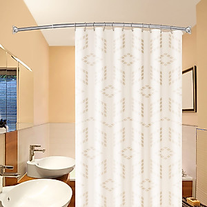 Curved Shower Curtain Rod, TENOVEL Round 48-72 Inches Shower Rods for Bathroom Adjustable, Rounded Bowed Stainless Steel Shower Rods Customized for for Bathtub, Stall, Brushed Nickel, Need to Drill