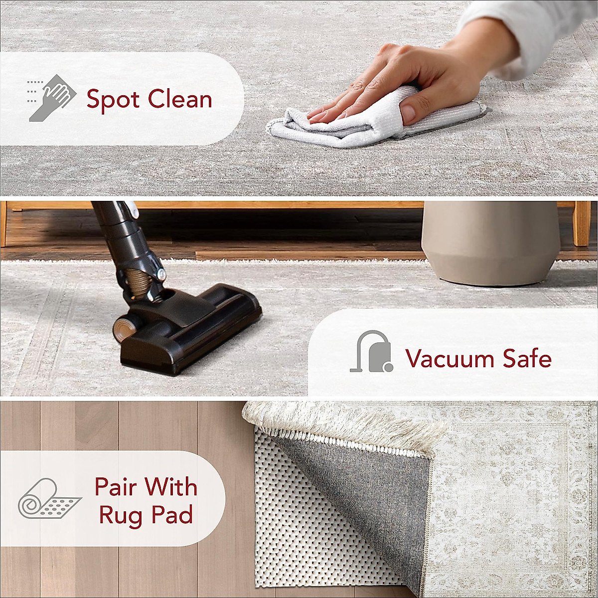 nuLOOM Elyse Vintage Floral Fringe Runner Rug, 2' 8" x 8', Ivory