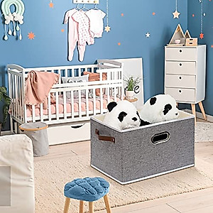 Yawinhe Collapsible Storage Bins,Cube Storage Bins, Fabric Foldable Storage Bins Organizer Containers with Dual Leather Handles SNK030WGXS-4