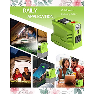 TPDL Portable Power Inverter Generator 150 Watt for Ryobi 18V Battery - Invert DC 18V to AC 110~120V Outlet with Dual USB 5V 2.4A Ports & LED Light - Modified Sine Wave Mobile Power Supply