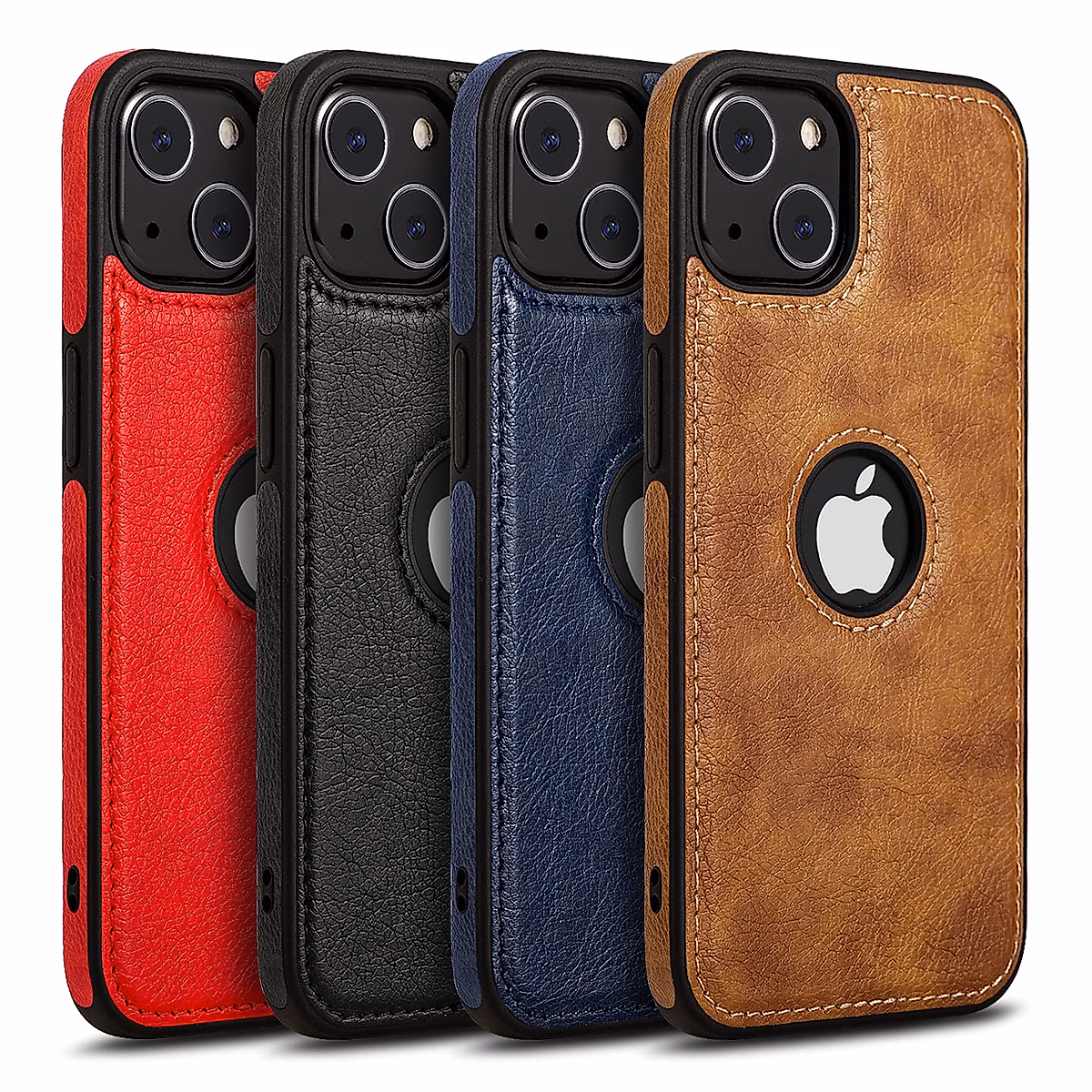 Razstorm Unique Design Luxury Leather Business Phone Case for iPhone 13 Anti-Slip Scratch Resistant Ultra Slim Protective Case (2021,6.1”) (Brown)