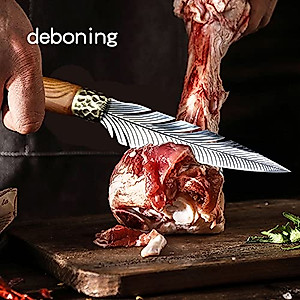 HENWAFX boning knife for meat cutting,viking knife,Outdoor hunting camping barbecue with sheath, meat and fish fillet bbq knife hand forged