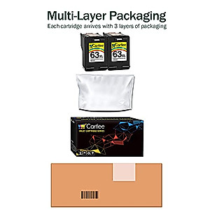 Cartlee 2 Black Remanufactured 63XL 63 XL High Yield Ink Cartridges For HP Envy 4512 4520 DeskJet 3632 2130 1110 1111 1112 2132 3630 3634 3637 3636 OfficeJet 3830 3833 4650 4655 4652 5255 5258 Printer