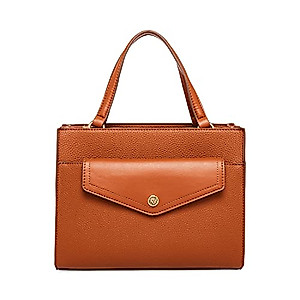 Anne Klein sq. Satchel w/Pouch & Detachable Strap, Saddle/Saddle/Cream-Brown