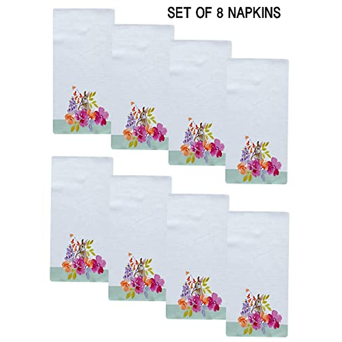 Newbridge Bunny Flower Fields Easter and Spring Fabric Double Bordered Tablecloth - Cute Bunny Rabbit and Vivid Pastel Floral Easy Care, Stain Resistant Fabric Tablecloth, 60” x 84” Oval