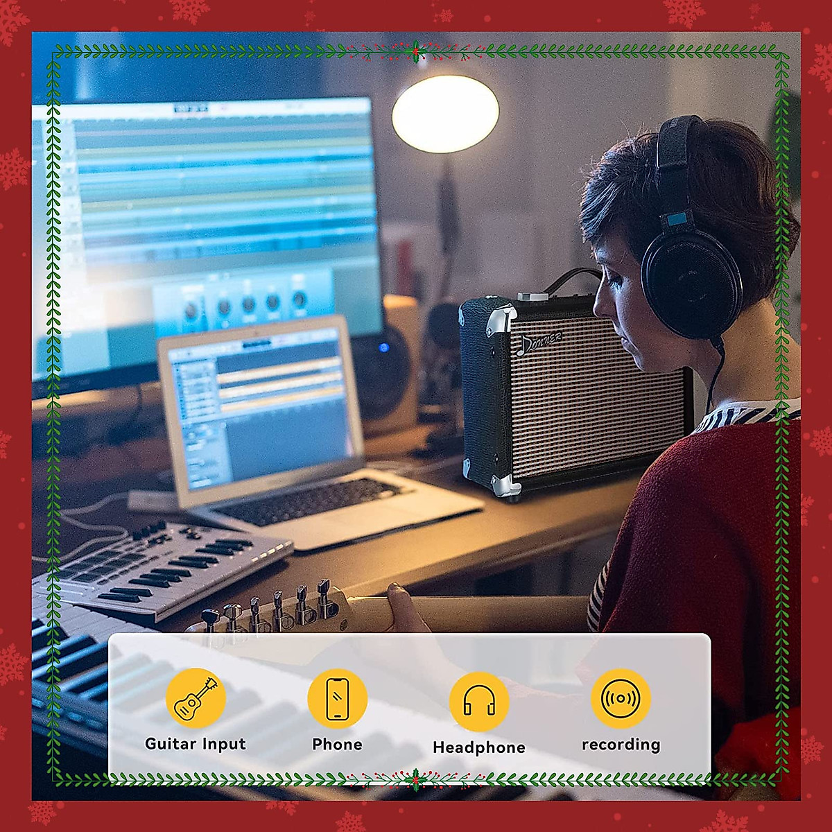 Donner 39 Inch TL Electric Guitar & 10W Guitar Amplifier, Electric Bass Guitar Amp Protable with APP Effector Input for Recording，Acoustic Guitar Combo Practice Amp Protable M-10 with Distortion Tone