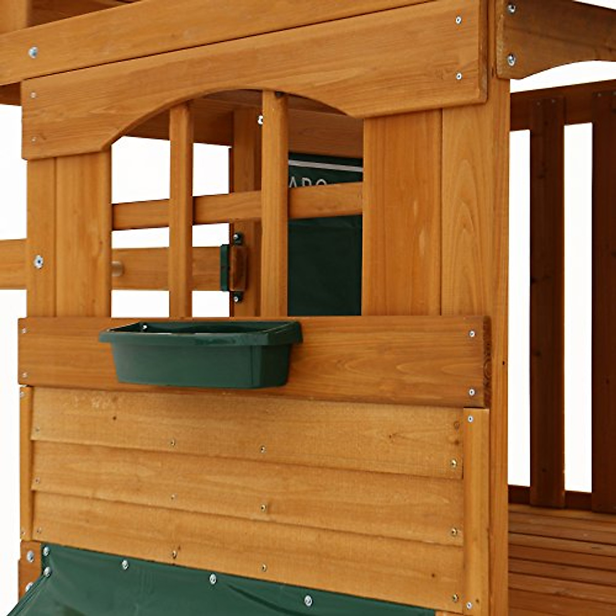 KidKraft Ridgeview Deluxe Clubhouse Wooden Swing Set / Playset with Café Table and Stools, Monkey Bars, Swing and Rock Wall, Gift for Ages 3-10