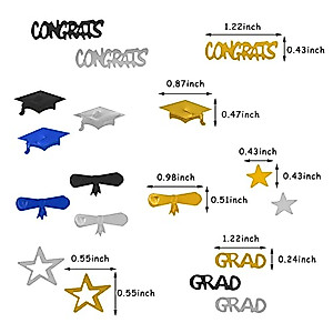 Graduation Party-Decorations Navy-Blue Gold-Silver Confetti - Congrats,Grad,Star,Graduation Cap,Diploma Table Decor Confetti Graduation 2023 Lasting Surprise