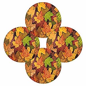 Autumn Leaves Round Placemats Set of 4 Table Placemats Fall Maple Leaf Sunflower Pumpkin Place Mats Tablemats 15 inch for Kitchen Dining Table Dinner Kids Holiday Party