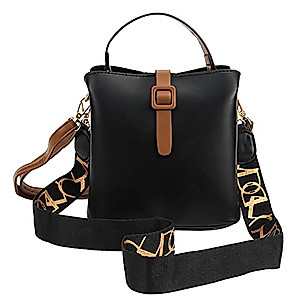 Goclothod Drawstring Bucket Bag Women Faux Leather Shoulder Bag Hobo Handbags