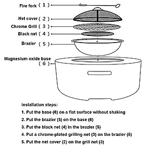 LEAYAN Garden Fire Pit Grill Bowl Grill Barbecue Rack Large Round Fire Pit with BBQ Grill Shelf Garden Patio Heater/BBQ/Ice Pit with Waterproof Cover,Outdoor Fire Pits