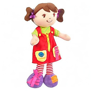 Linzy Plush 16" Educational Plush Doll, Adorable Plush Doll Comes with clad,a Removable Outfit Packed with Closures-Perfect for Testing a Little One's Growing Problem Solving and Motor Skills