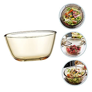 Asakkura 1pc Amber Salad Bowl Glass Fruit Bowl Glass Cereal Bowls Dessert Cups Glass Transparent Salad Bowl Glass Serving Bowl Deep Serving Bowl Microwave Bowl Multipurpose Glassware Khaki