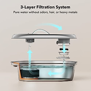 PETLIBRO 4/8 Pack Replacement Filters for Stainless Steel Cat Water Fountain 67oz/2L and 101oz/3L, Adjustable Water Flow Pet Fountain, Super Quiet Dog Water Dispenser