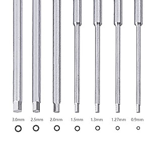 7Pcs Hex Screwdriver Set 0.9mm 1.27mm 1.3mm 1.5mm 2.0mm 2.5mm 3.0mm Hex Driver Allen Wrench RC Tool Kit for RC Car Multi-Axis FPV Racing Drone RC Quadcopter Helicopter Models