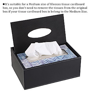 Sumnacon PU Leather Rectangular Tissue Box Cover - Multifunctional Tissue Box Holder with Stationery Remote Control Box, Decorative Tissue Pen Remote Organizer for Home/Office/Car/Restaurant, Black