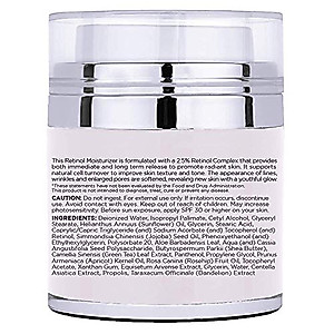 Radha Beauty Moisturizing Miracle Retinol Cream for Face - with 2.5% Retinol, Hyaluronic Acid, Vitamin E and Green Tea. Luxury Night and Day Anti-Aging Wrinkle Cream 1.7 fl oz.