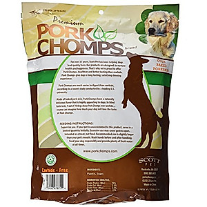 Pork Chomps Baked Pork Skin Dog Chews, 3-inch Chips, 12oz Bag