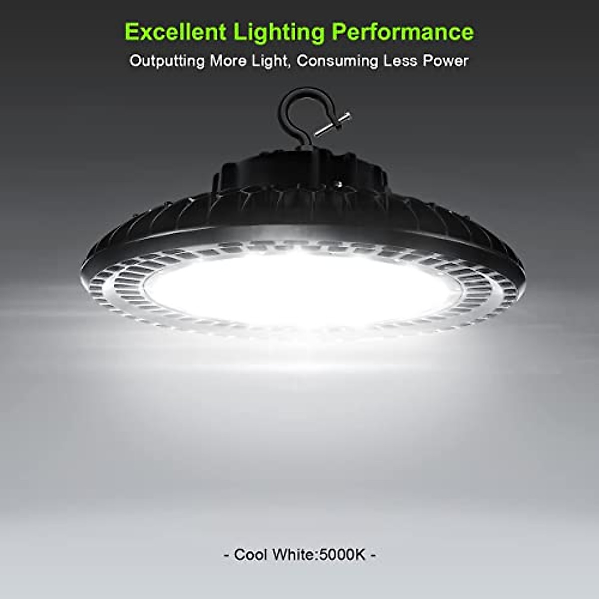 BBESTLED 300W High Bay LED Light UFO Lighting 41,000lm Output IP65 Waterproof Dimmable UL & DLC Listed for Retrofitting Warehouse Factory Commercial Applications AC100-277V