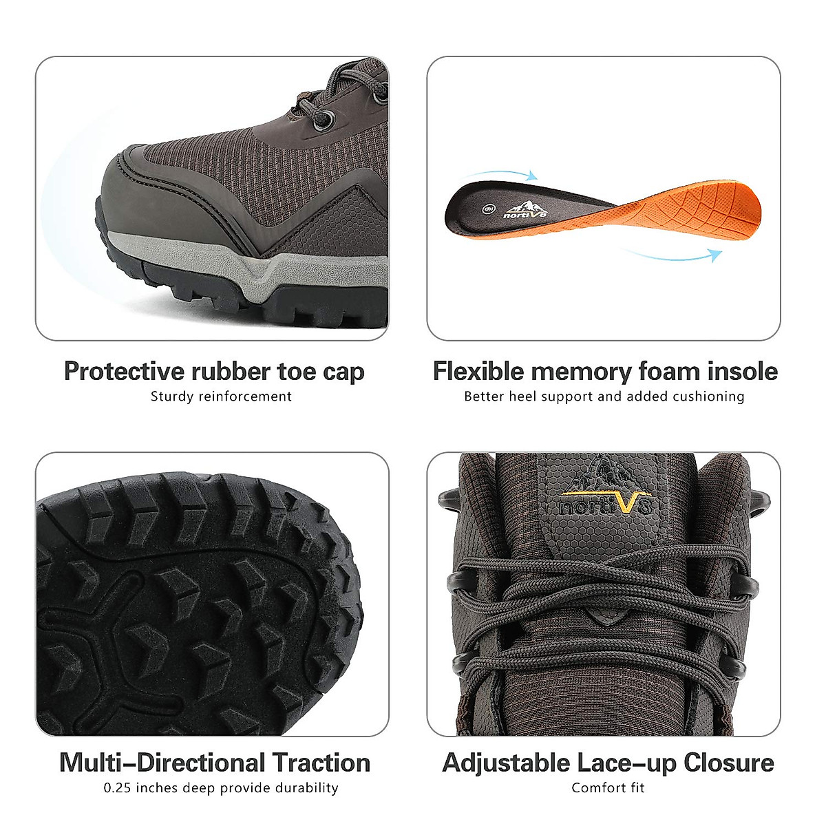 NORTIV 8 Men's Hiking Boots Waterproof Trekking Outdoor Mid Backpacking Mountaineering Shoes Size 11 M US Brown JS19005M