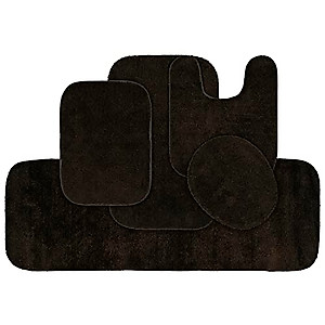 Garland Rug Traditional Plush 5 Piece Nylon Washable Bathroom Rug Set Chocolate