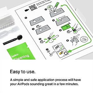 Belkin AirPods Cleaning Kit for One-Time Use – Fast, Easy, & Safe AirPod Cleaner Set, Safely Removes 99% of Earwax & Dirt, Restores Earbuds – Compatible with AirPods Gen 1, 2, & 3