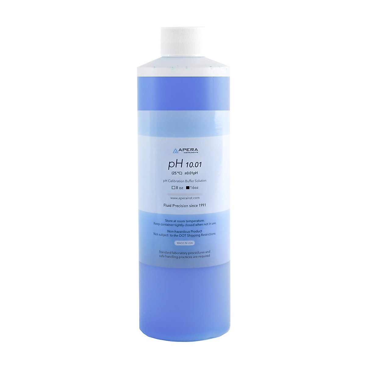 Apera Instruments, LLC-AI1103 Apera Intruments,LLC pH 10.01 Standard Buffer Solution for pH Calibration, 16 oz. Bottle, NIST Traceable, Blue
