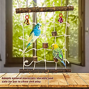 Parrot Climbing Ladder Toys,Bird Rope Wooden Ladder Swing Ladder Hanging Cage Perch Stand Chew Toys for Bird Parrot Conure Finch Cockatoo Budgie Lovebird Parakeets Cockatiels (H01)