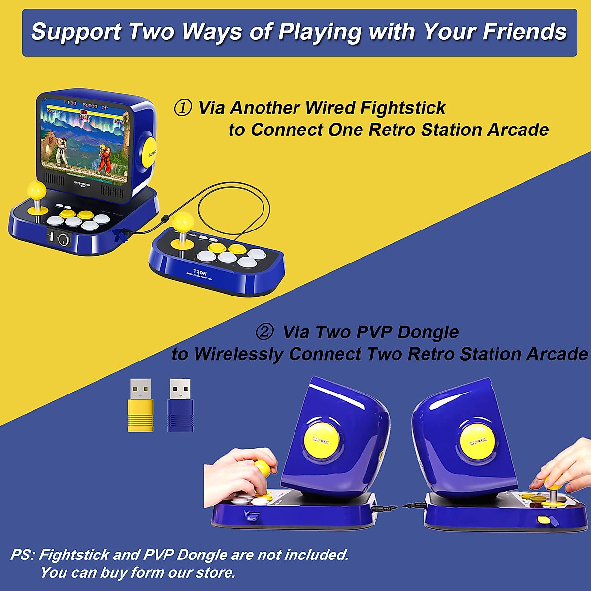 RETRO STATION Capcom Arcade Console, Pre-Loaded with Official Licenced Capcom 5 Street Fighter Series Games and 5 Mega Man Series Games, 8 Inch LCD Monitor and Support HDMI Output to Large Screen