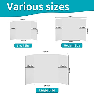 Rsgift 4 Pcs Small Tri-fold Poster Boards with Double Sided Tapes and Cardboard,21.2x13.8 inches,Corrugated Presentation Boards, Display Boards for School Project,Exhibitions,Business Presentation
