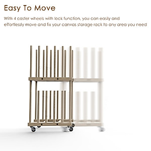 UNZERO Art Storage Rack, Art Canvas Storage Stand, Art Drying Rack, Art Storage with Handle & Caster Wheels for Drawing Board, Panel, Paper Pad for Art Studios, Artworks, Gallery