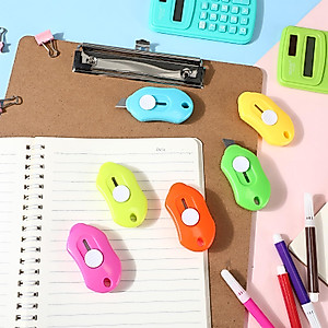 Lasnten 100 Pcs Mini Retractable Utility Knife Box Cutter Lightweight Colorful Cloud Shape Pocket Knife for Letter and Small Box Opening Suitable for Home Office Hobby Use Crafts, Random Color